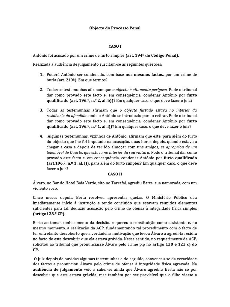 Análise de Casos de Direito Penal | PDF | Roubo | Crimes