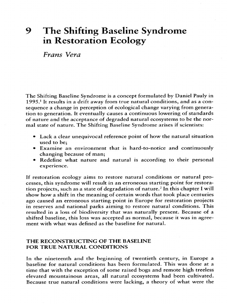 The Shifting Baseline Syndrome in Restoration Ecology - Frans Vera | PDF