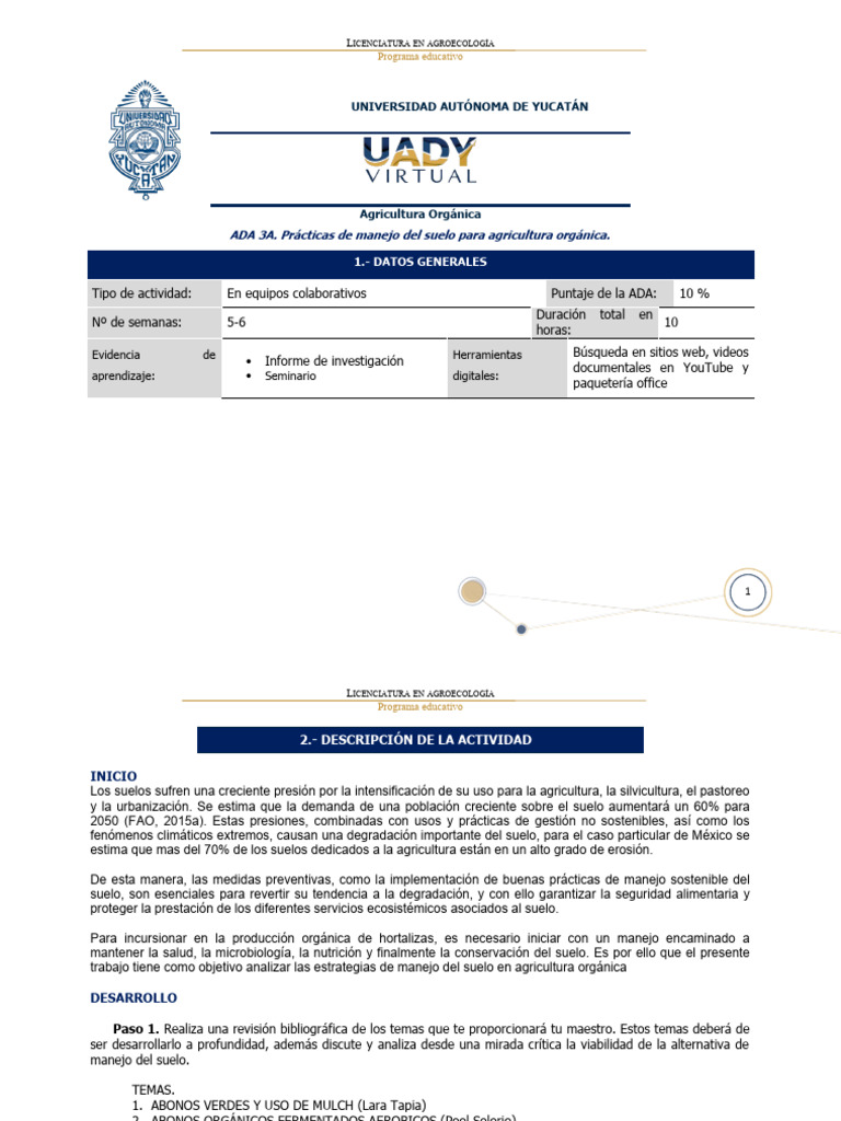 ADA 3A. Practicas de Manejo Del Suelo para Agricultura Orgánica | PDF ...
