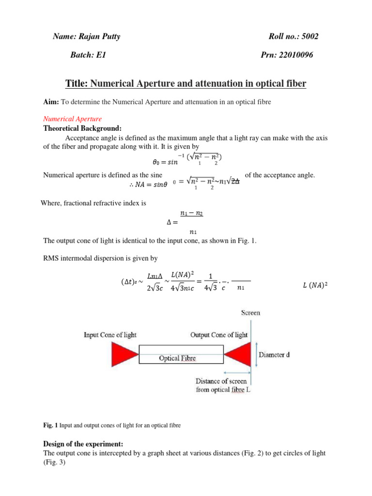 5002 - Rajan Putty - Physics - Practical 6 - E1 | PDF | Optical Fiber ...