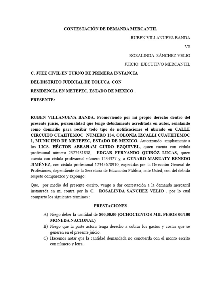 Demanda Contestación | PDF