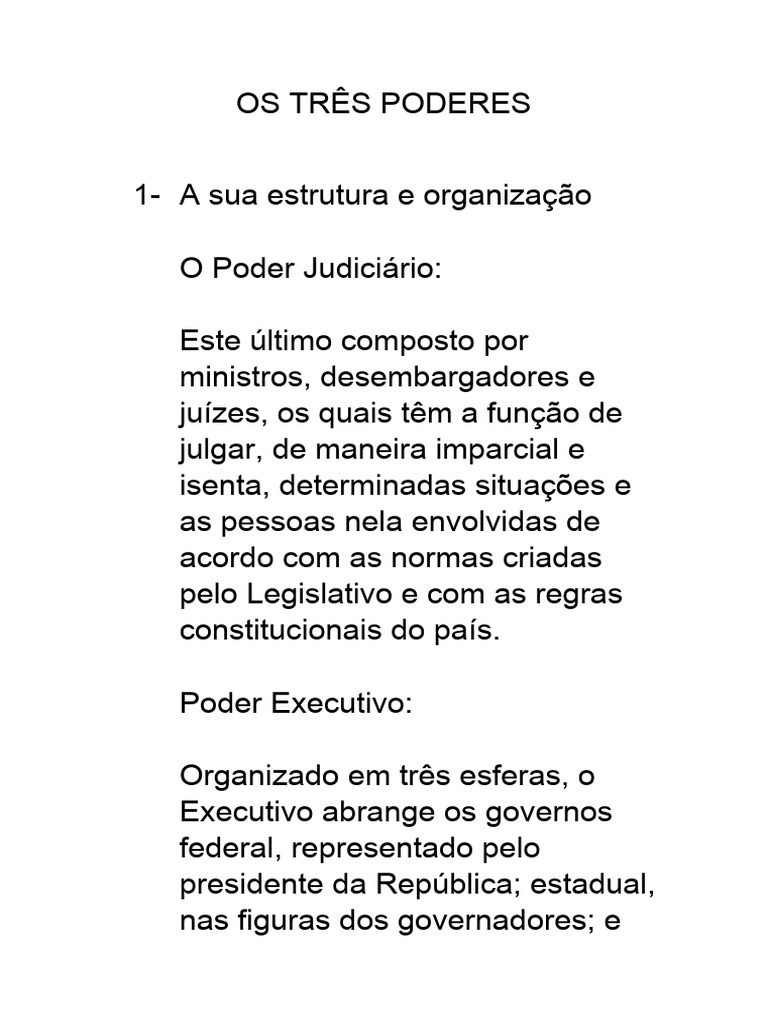 OS TRÊS PODERES - Isaac Henrique Meira Carius | PDF | Constituição ...