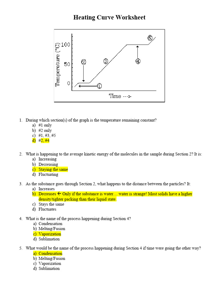 Heating Curve Ws Answers | PDF | Melting Point | Water