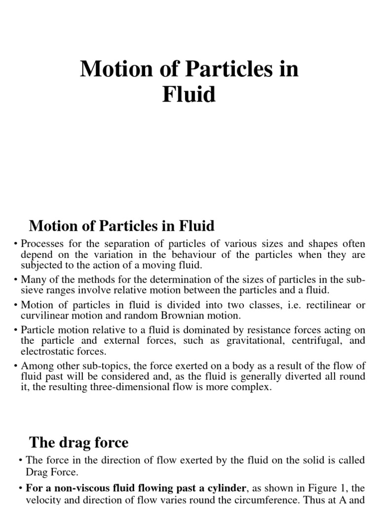 Week 4 and 5 Motion of Particles in Fluid Updated 2 240424 | PDF ...