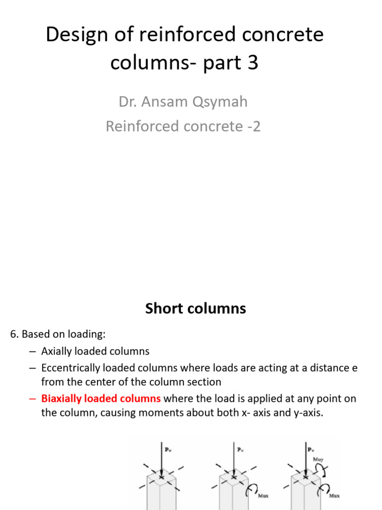 3 Design of Reinforced Concrete Columns - Biaxial | PDF | Column | Bending