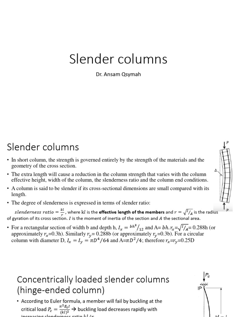 4 Slender Columns | PDF | Buckling | Column