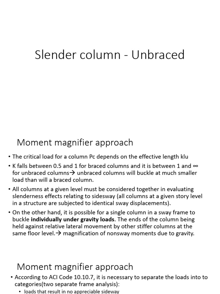 5 Slender Column - Unbraced | PDF | Buckling | Column