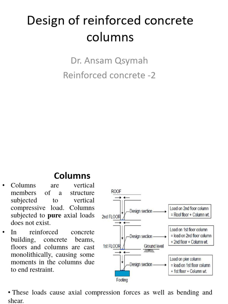 1 - Design of Reinforced Concrete Columns - Axially Loaded Columns | PDF | Column | Strength Of ...