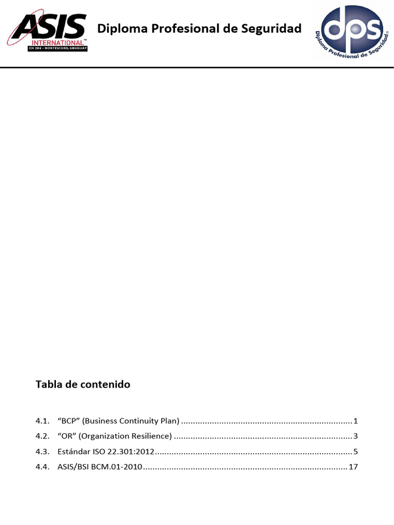 4-Continuidad Del Negocio y Resiliencia - Version - Imprimible | PDF | Planificación | Business