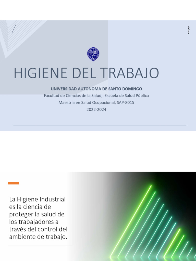 Introducción a la Higiene Industrial | PDF | Higiene Ocupacional | Seguridad y salud ocupacional