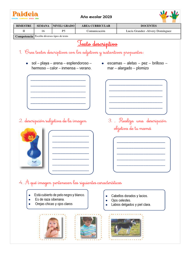 2023 P5 Com Bim2 Sem16 Texto Descriptivo | PDF