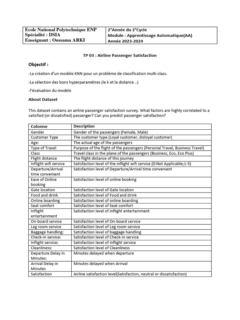 TP 03 - KNN - Airline Passenger Satisfaction | PDF | Machine Learning ...