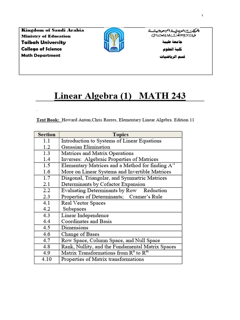 Linear Algebra 1 | PDF