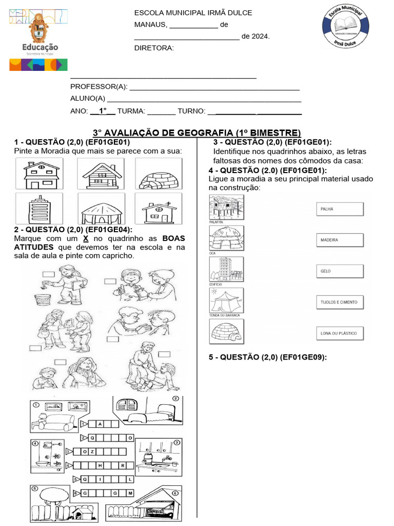 Av3 Geografia 1 Ano | PDF