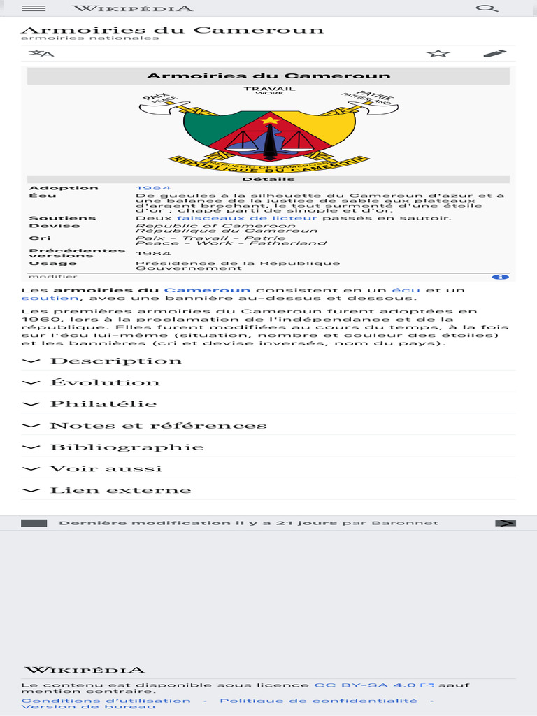 Armoiries Du Cameroun - Wikipédia | PDF