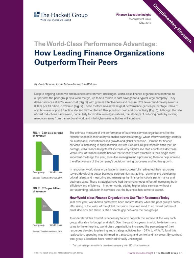 Hackett How Leading Finance Organizations Outperform Their Peers | PDF ...