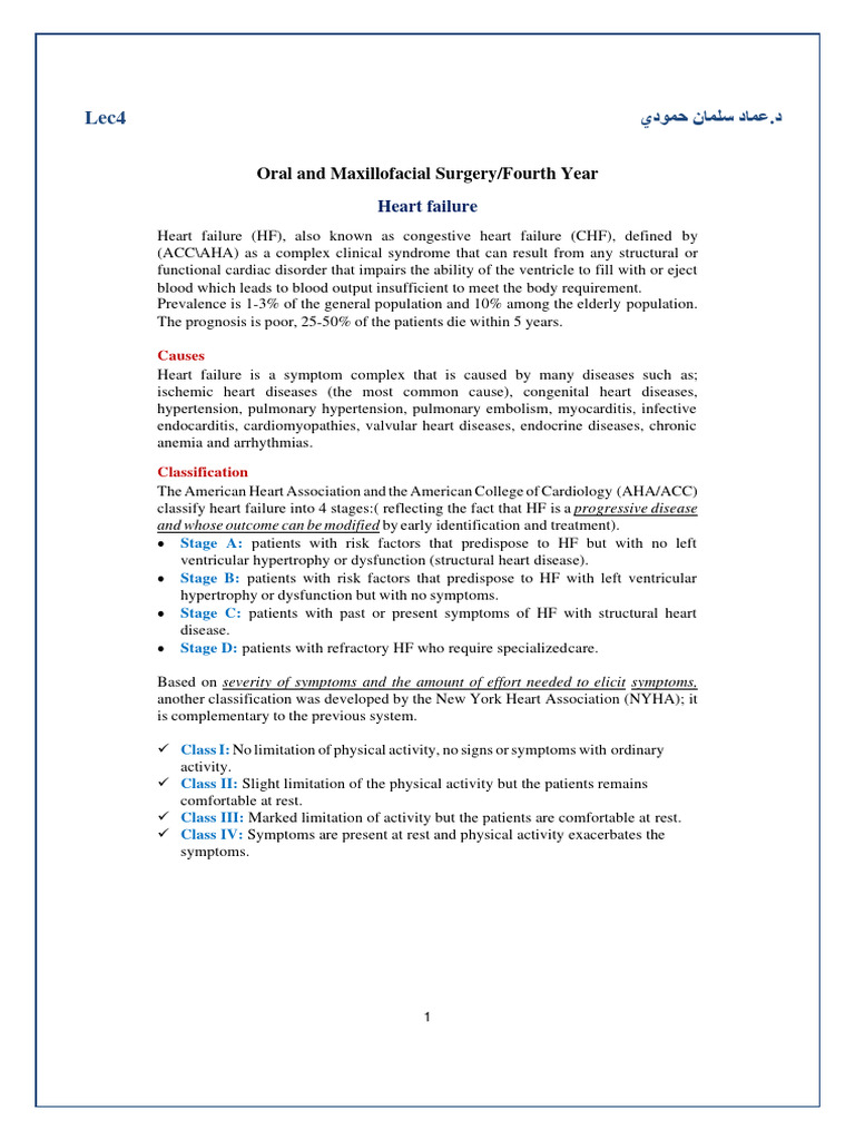 Lec 4 | PDF | Heart Failure | Heart