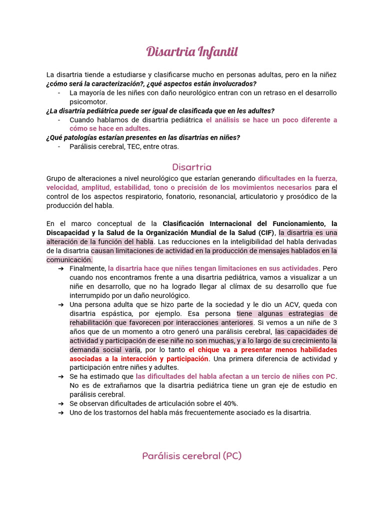 Disartria Infantil: Características y Diferencias | PDF | Parálisis ...
