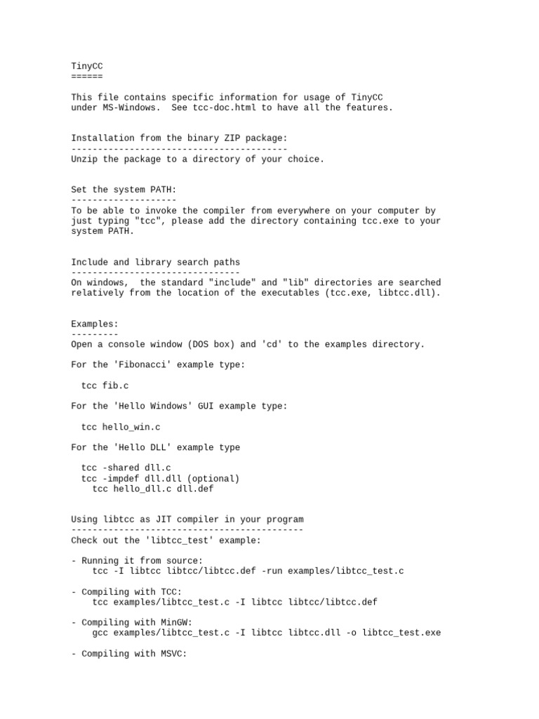 TCC Win32 | PDF | Operating System Families | Computing Platforms