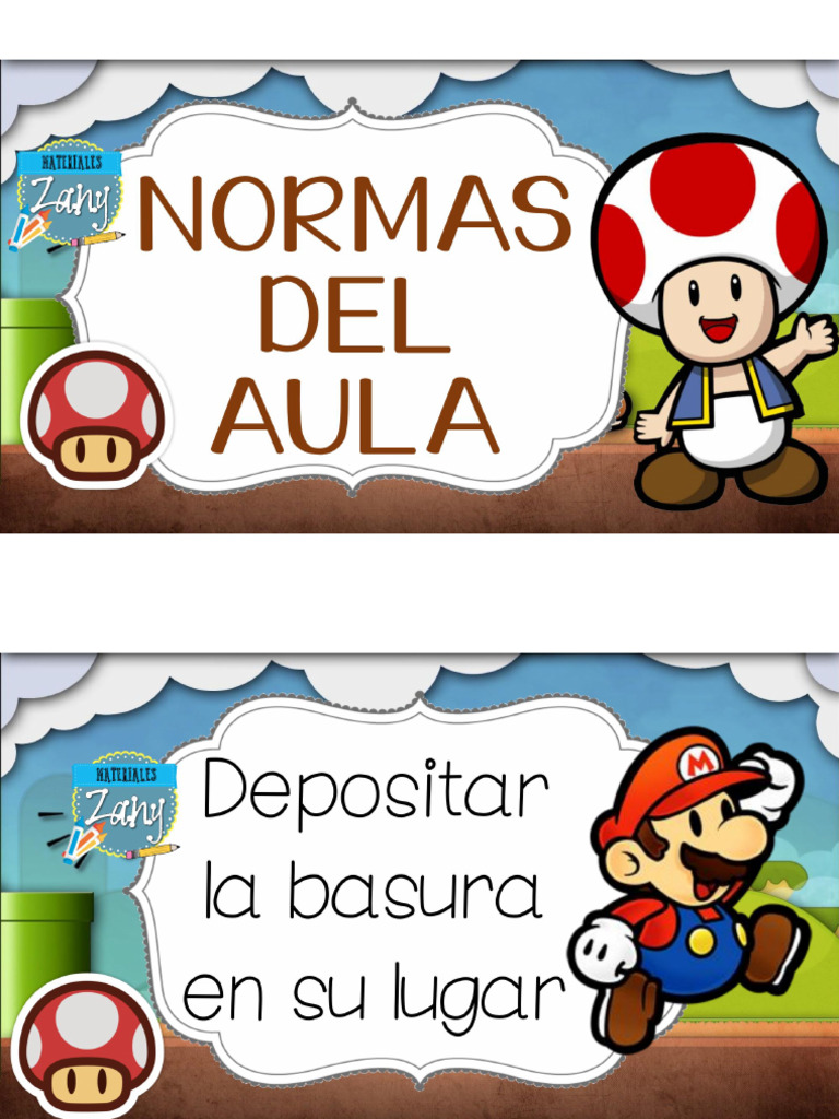 Normas Del Aula Mario Bros Zany | PDF