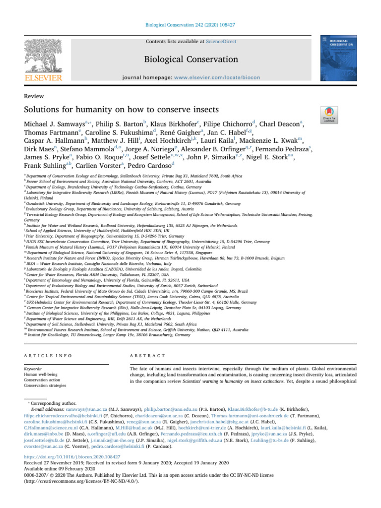 Insect Conservation Strategies for Humanity | PDF | Conservation ...