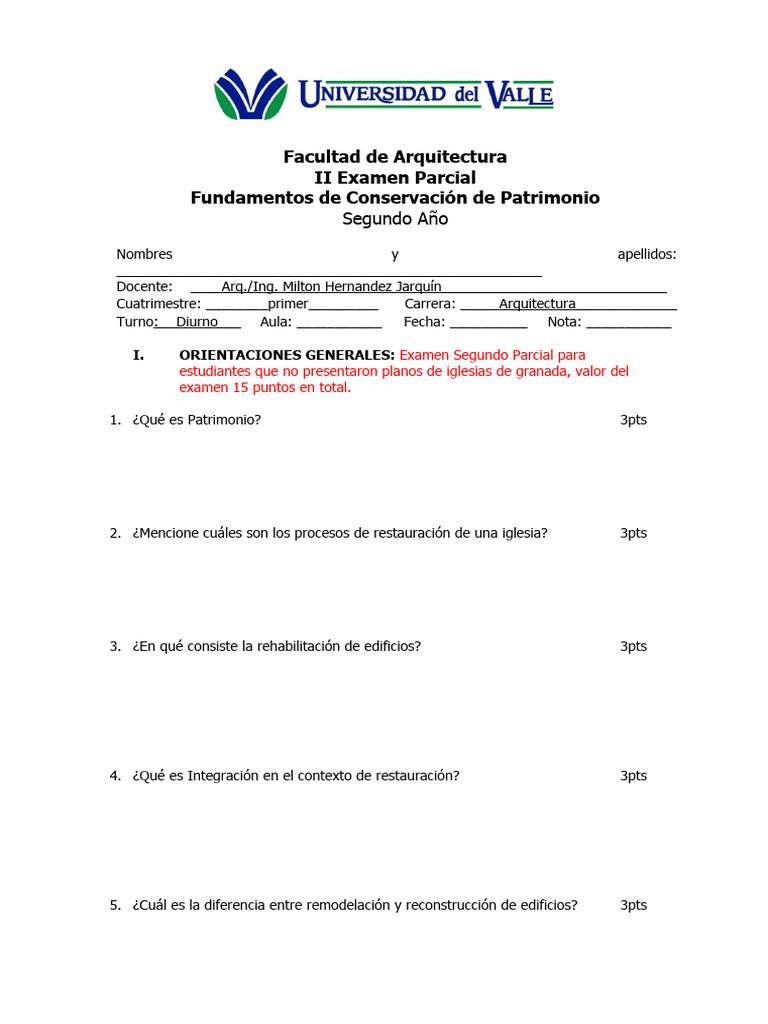 Formato Examenes Escritos - K | PDF