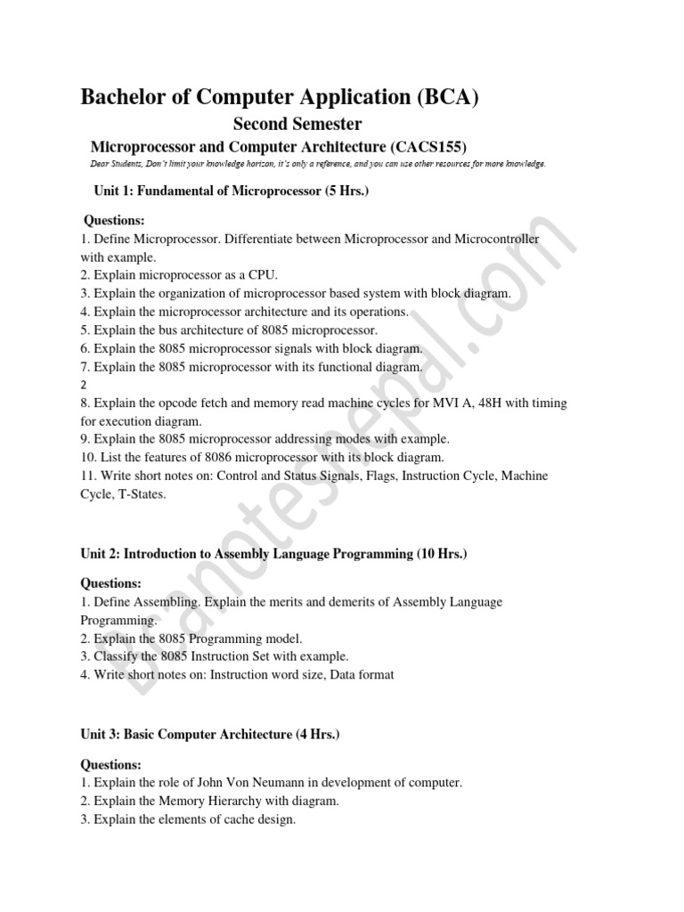 Microprocessor Imp Question Download Free Pdf Central Processing Unit Parallel Computing