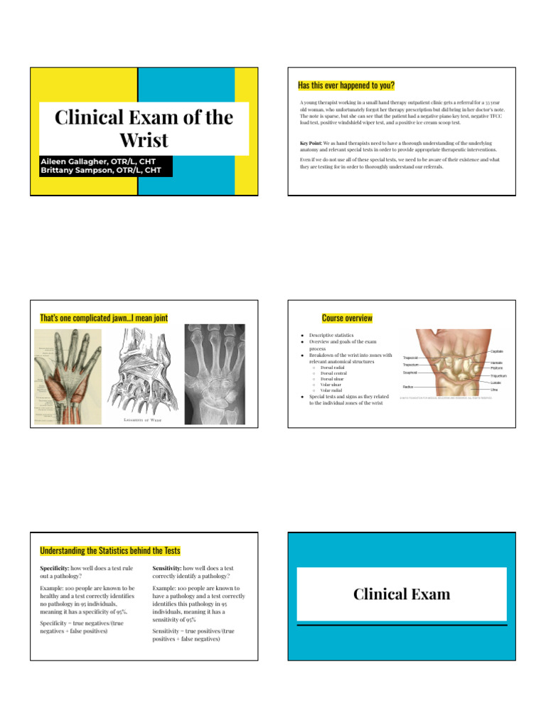 CS13 - Sampson - Gallagher - Clinical Exam of The Wrist Handout | PDF | Thumb | Anatomy