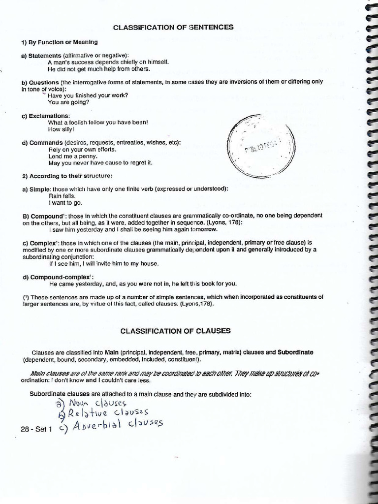 Classif. of Sentences | PDF