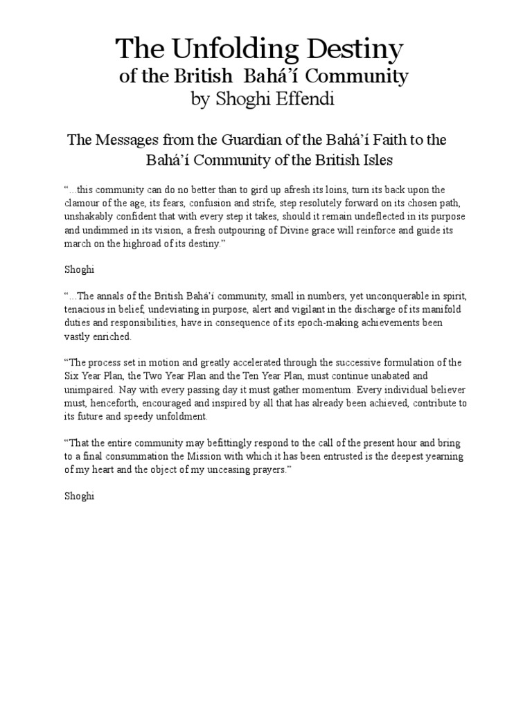 Unfolding Destiny, by Shoghi Effendi | PDF | Monotheism | Monotheistic Religions