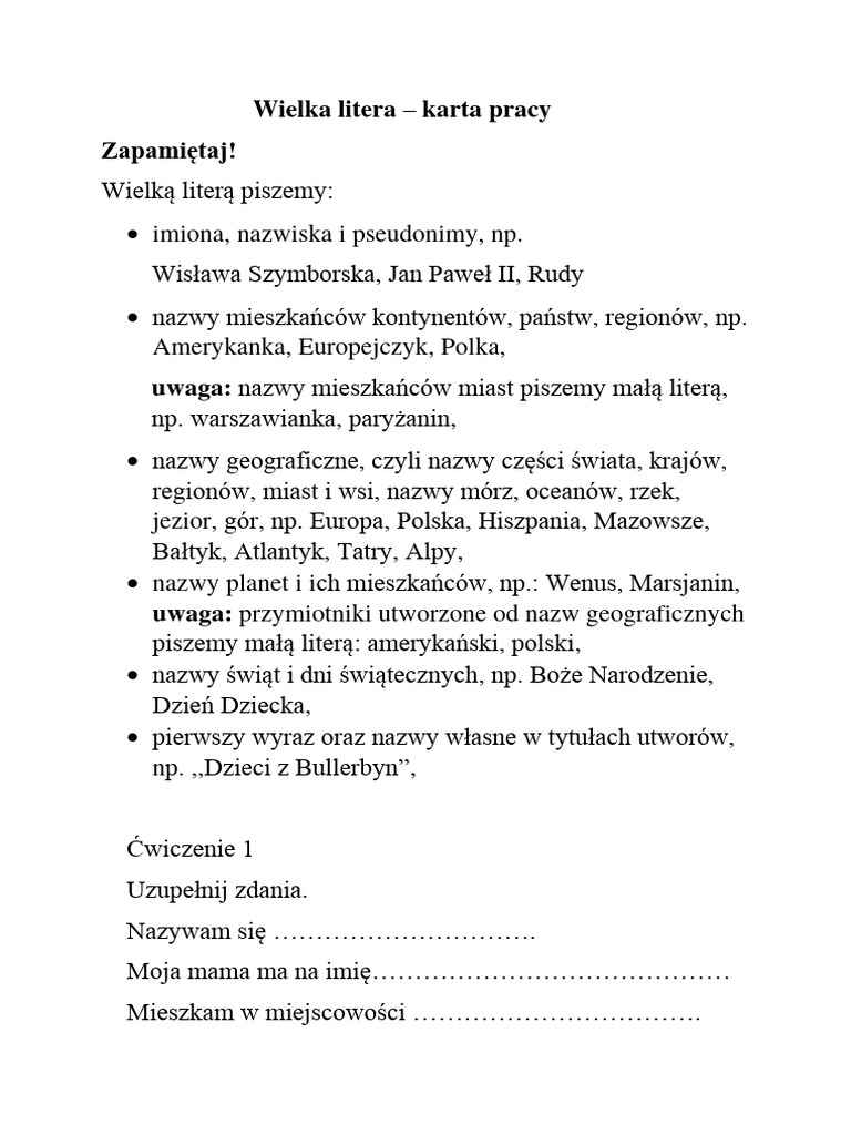 29.04 Chetni-Wielka Litera - Karta Pracy | PDF