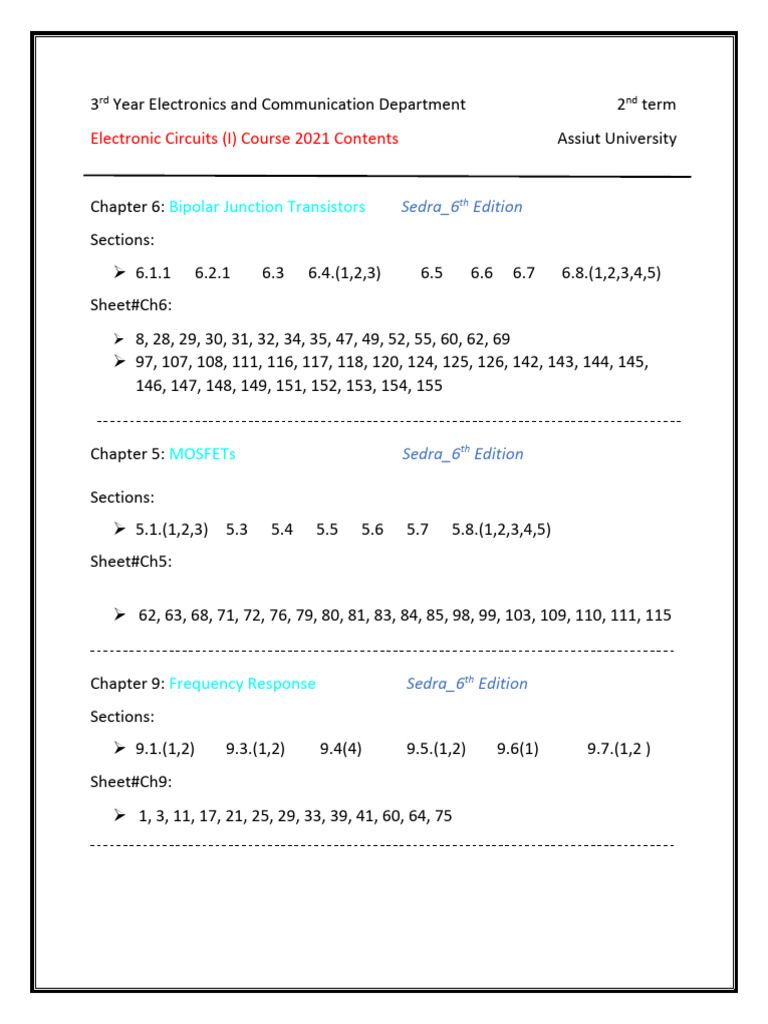 Electronics Course: Circuit Chapters | PDF