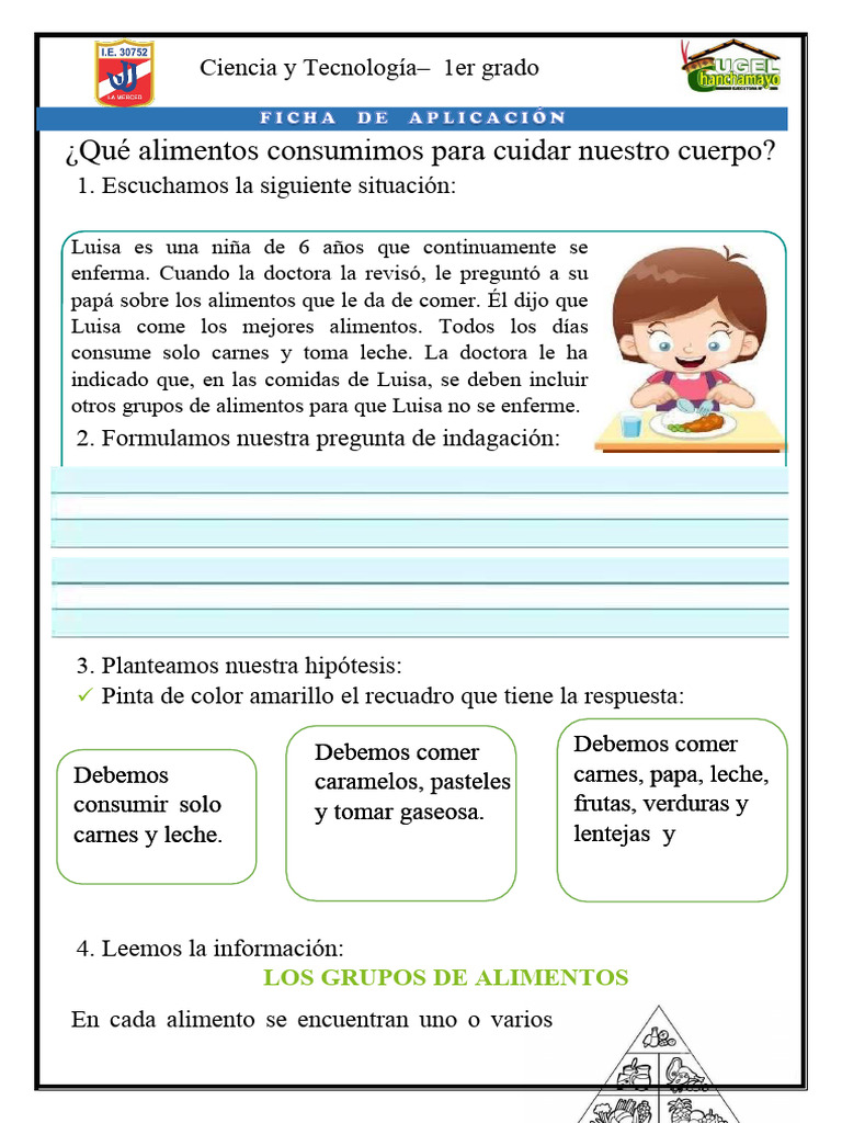 Ficha de Que Alimentos Debemos Consumir | PDF | Alimentos | Leche