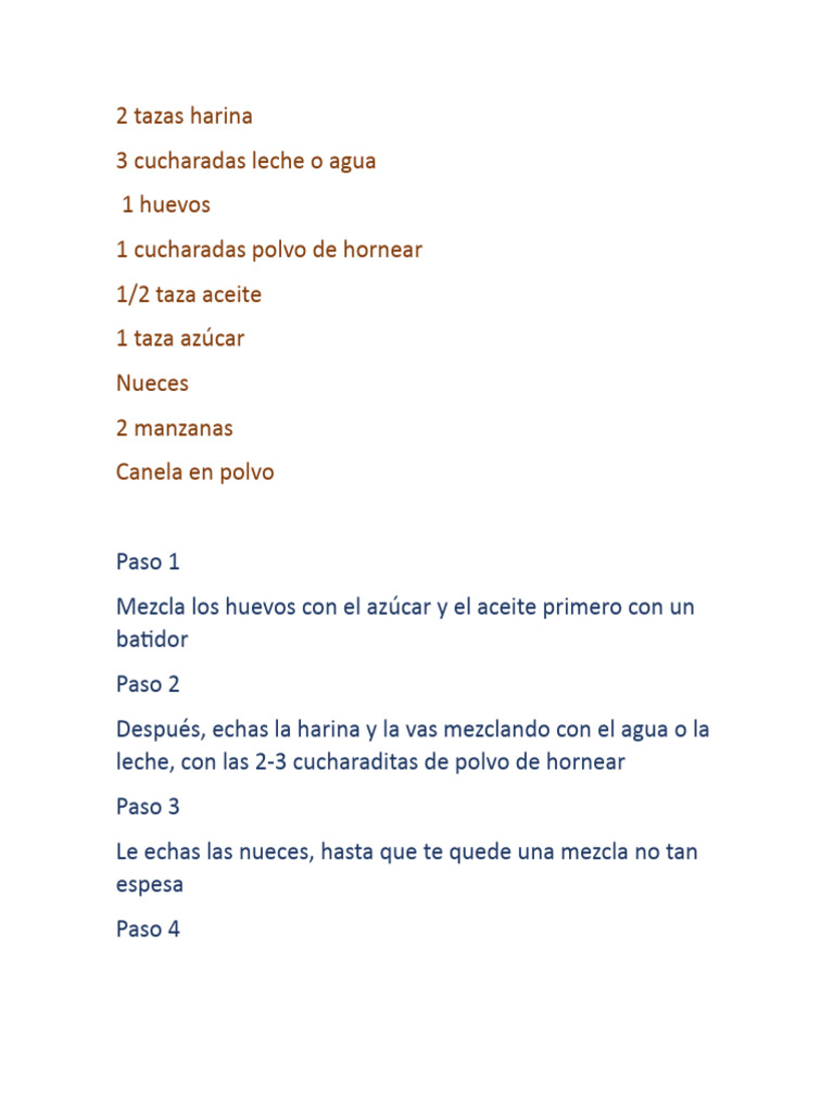 Queque de Manzana Nueces y Canela en Polvoo | PDF | Cocina, comidas y vino