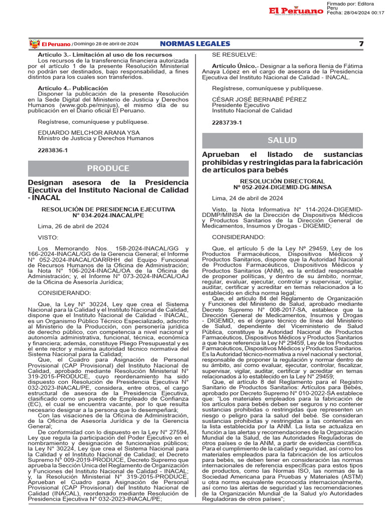 Resolucion #034-2024-Inacal/pe | PDF | Farmacéutico | Dispositivo médico