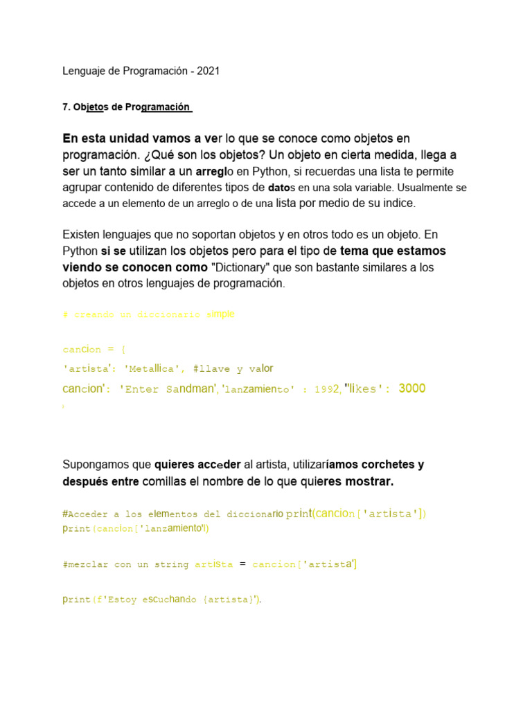 Diccionarios en Python: Guía Básica | PDF | Python (lenguaje de ...
