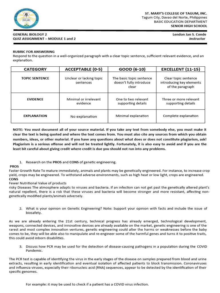 Bio 1 - 2 Quiz | PDF | Molecular Cloning | Genetic Engineering