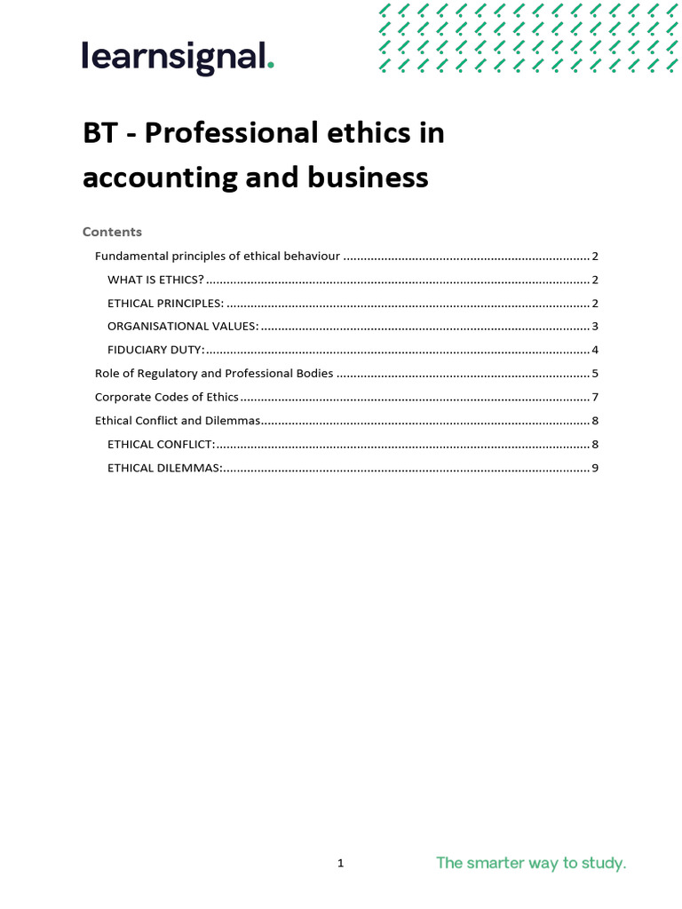 BT - Professional Ethics in Accounting and Business | PDF | Accounting ...