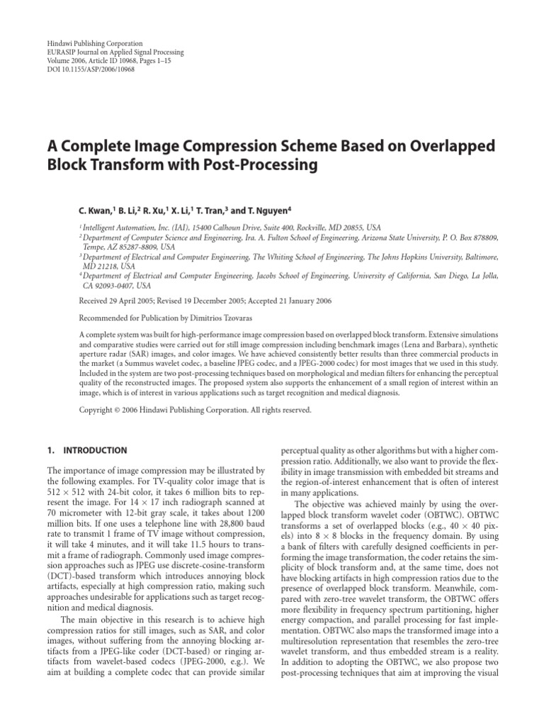 Kwan2006 Article ACompleteImageCompressionSchem | PDF | Data Compression | Codec