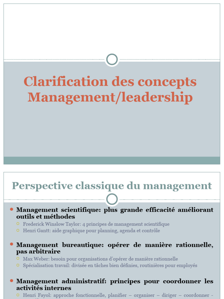Clarification Des Concepts Management | PDF | Psychologie | Sciences comportementales