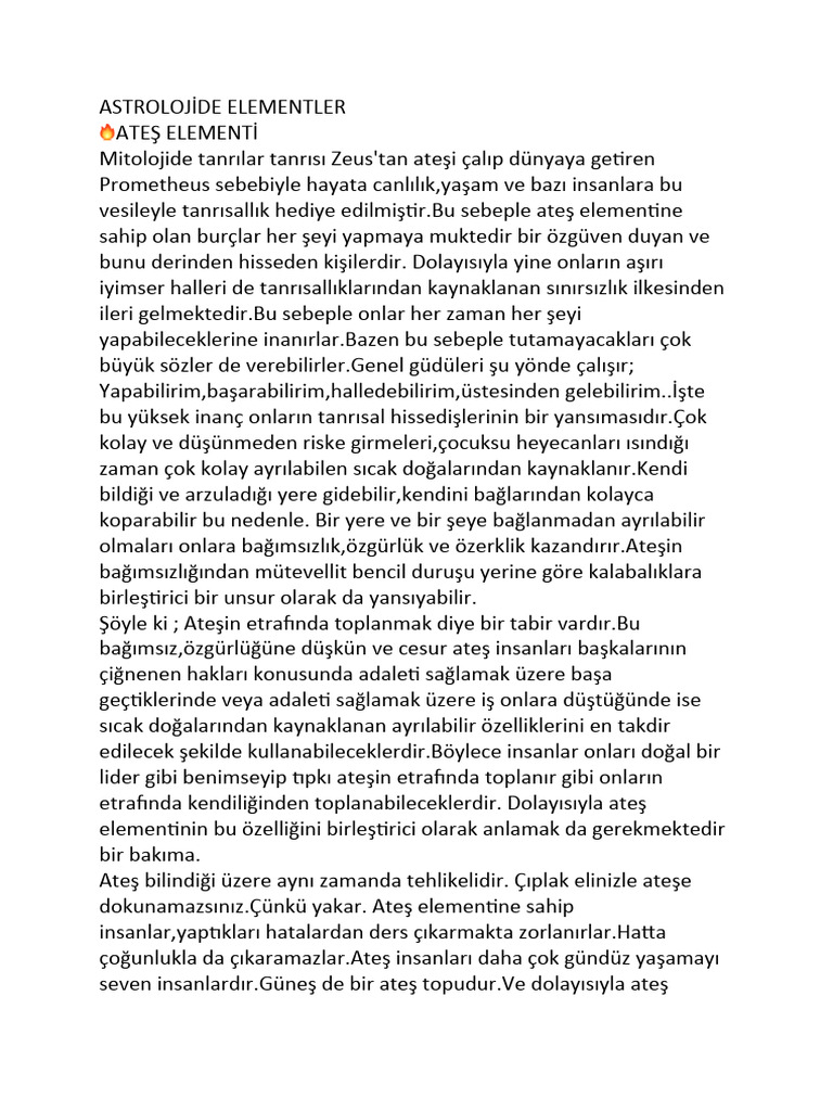 Astroloji̇de Elementler | PDF