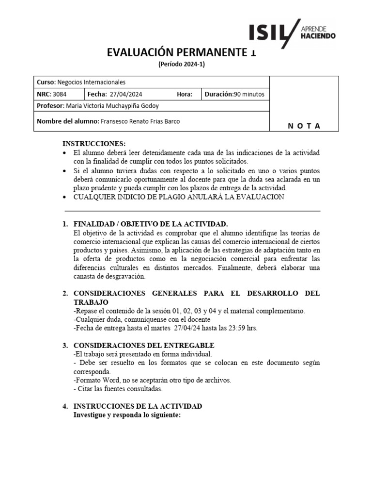 Evaluación Permanente 1 Nnii 2024 S | PDF | Mora | Teléfonos móviles