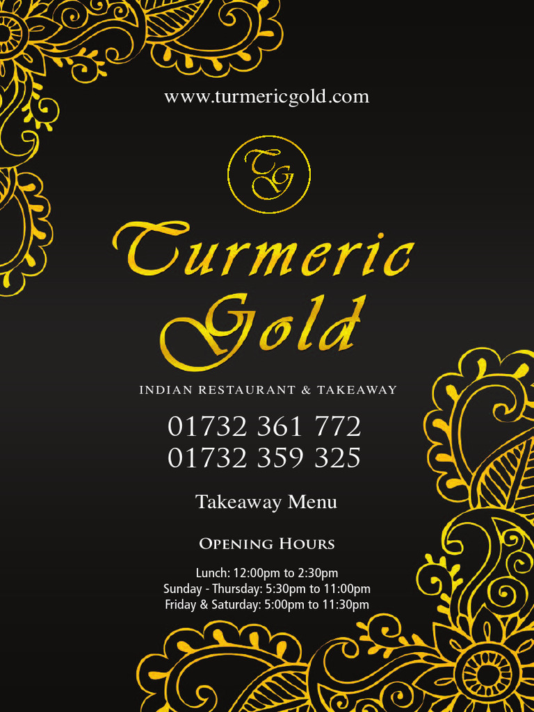 Turmeric Gold Takeaway Menu | PDF | Kebab | Indian Cuisine