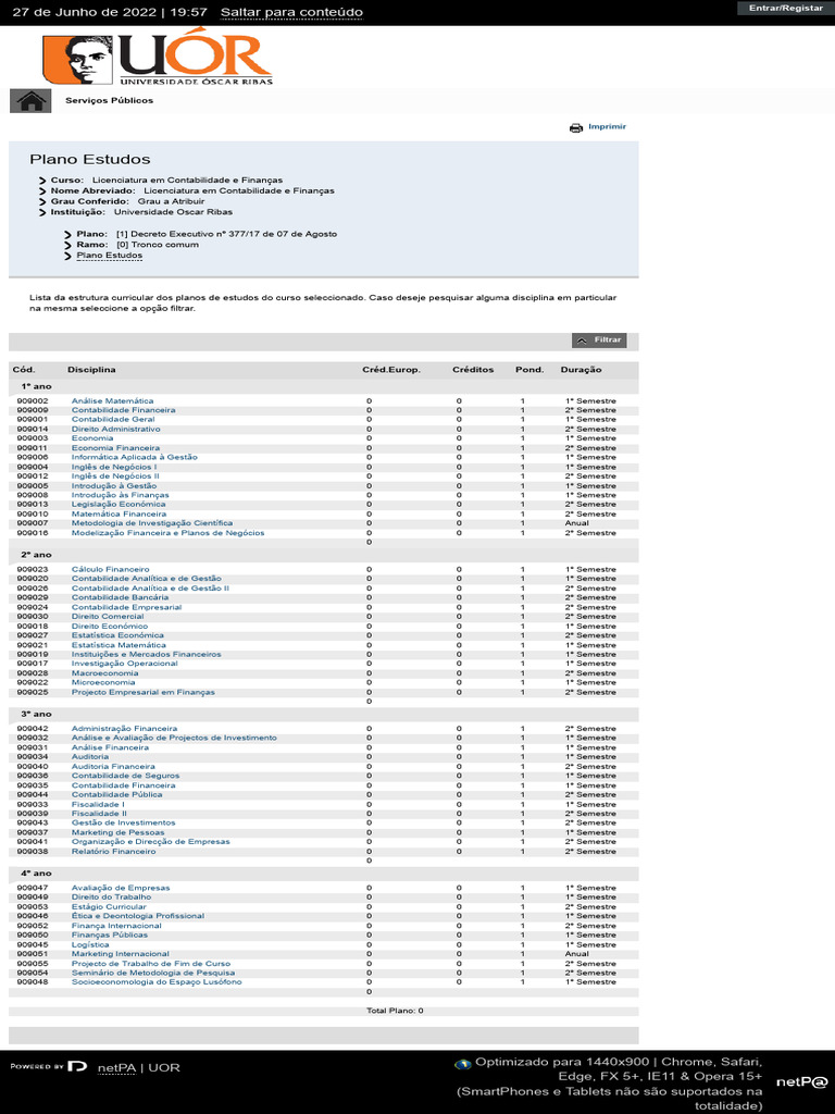 Plano Estudos | PDF | Contabilidade | Economia