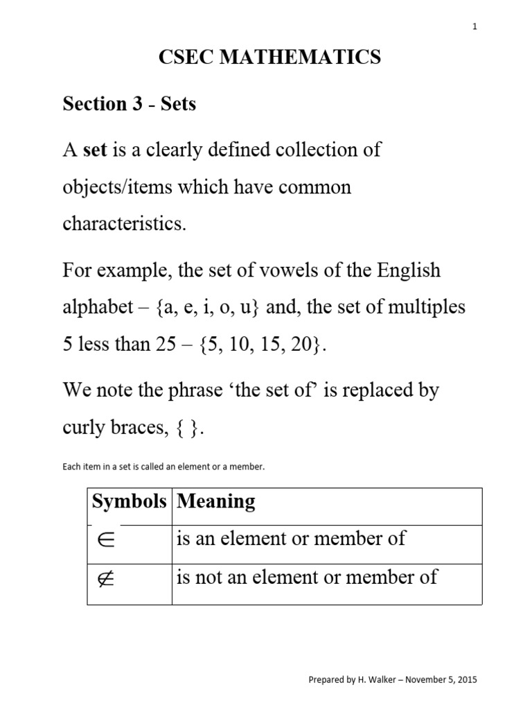 Section 3 - Sets | PDF | Set (Mathematics) | Mathematical Objects