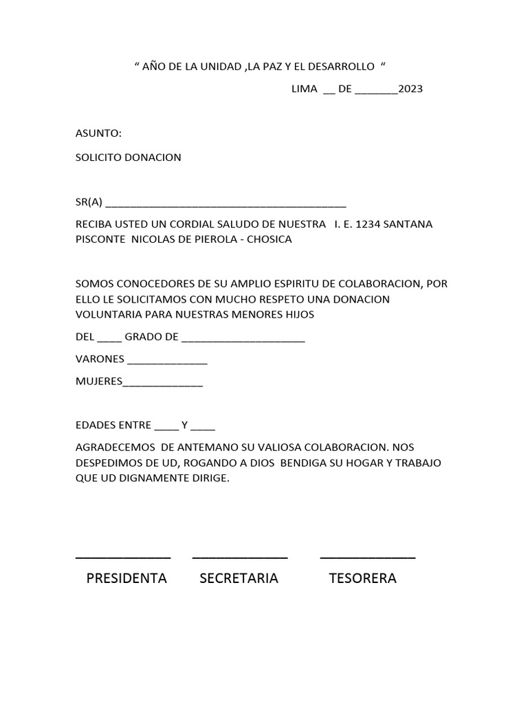 Solicitud de Donación Escolar | PDF