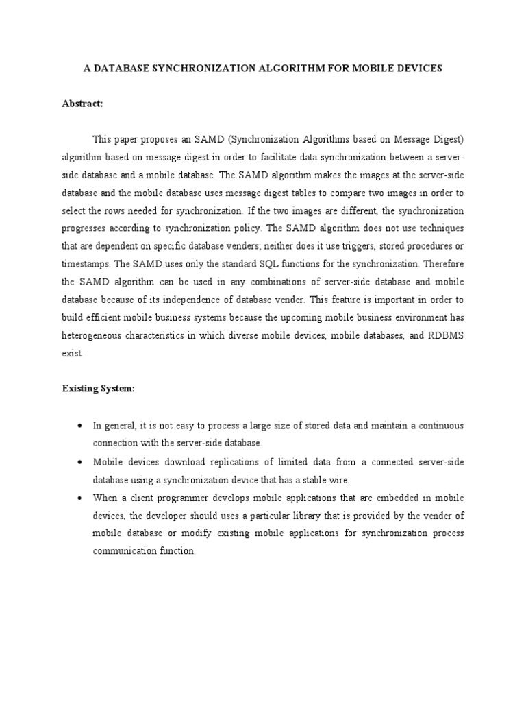 Db Synchronization Pdf Databases Sql