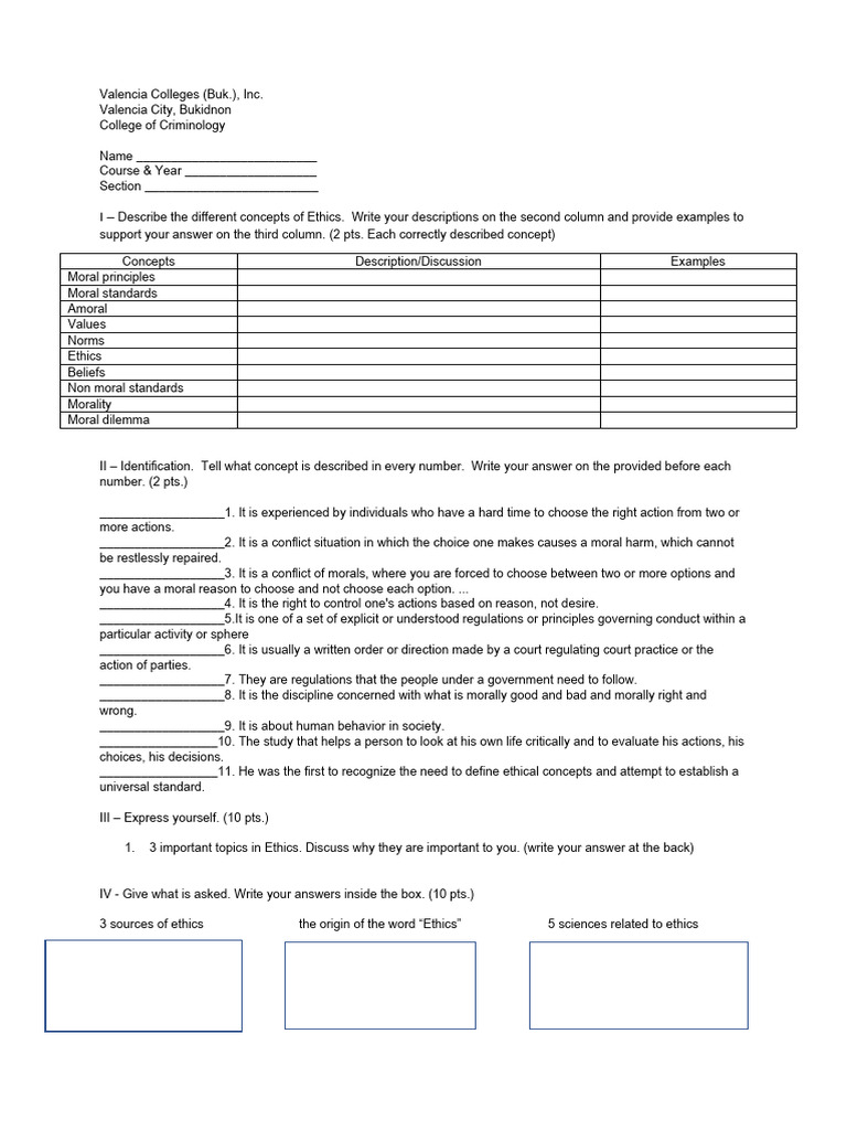Concepts and Identification of Ethics | PDF | Morality | Liberal Arts ...