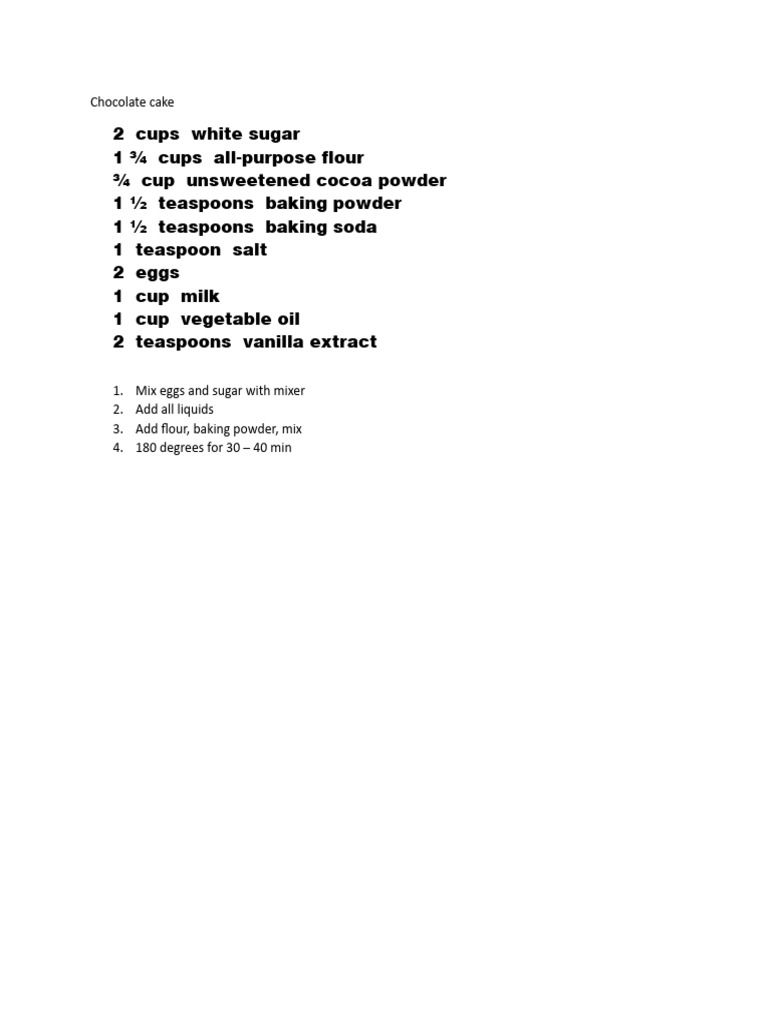 Chocolate Cake Pdf