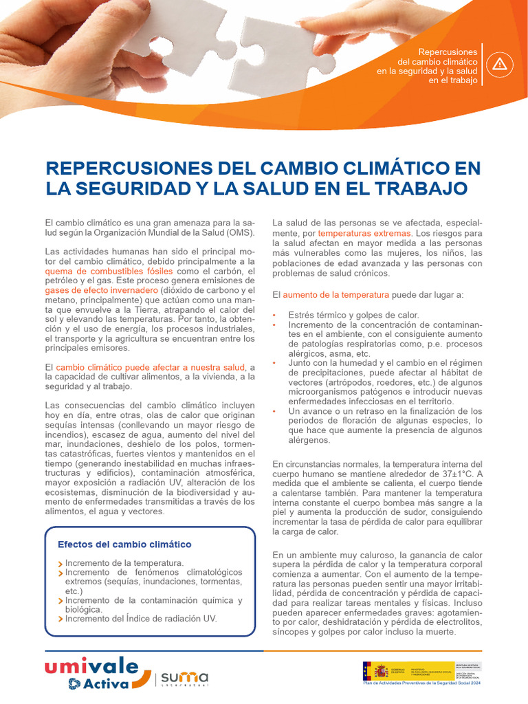 Repercusiones Del Cambio Clim Tico en La Seguridad y La Salud en El Trabajo - CAST | PDF ...